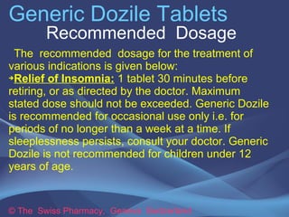 Generic Dozile Tablets for Relief of Sleeplessness