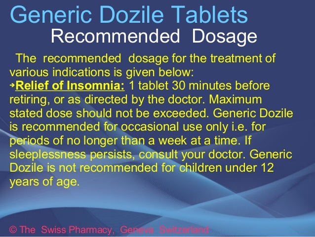 Generic Dozile Tablets for Relief of Sleeplessness
