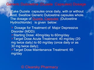 Generic Duloxetine (Duzela Capsules) | ODP