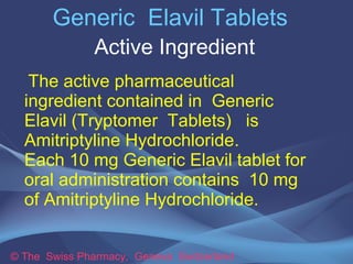 Generic Elavil Tablets for Treatment of Depression | ODP