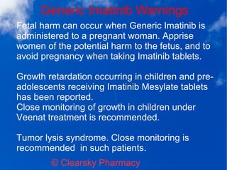 Generic Imatinib Mesylate (Veenat Tablets) | PPT