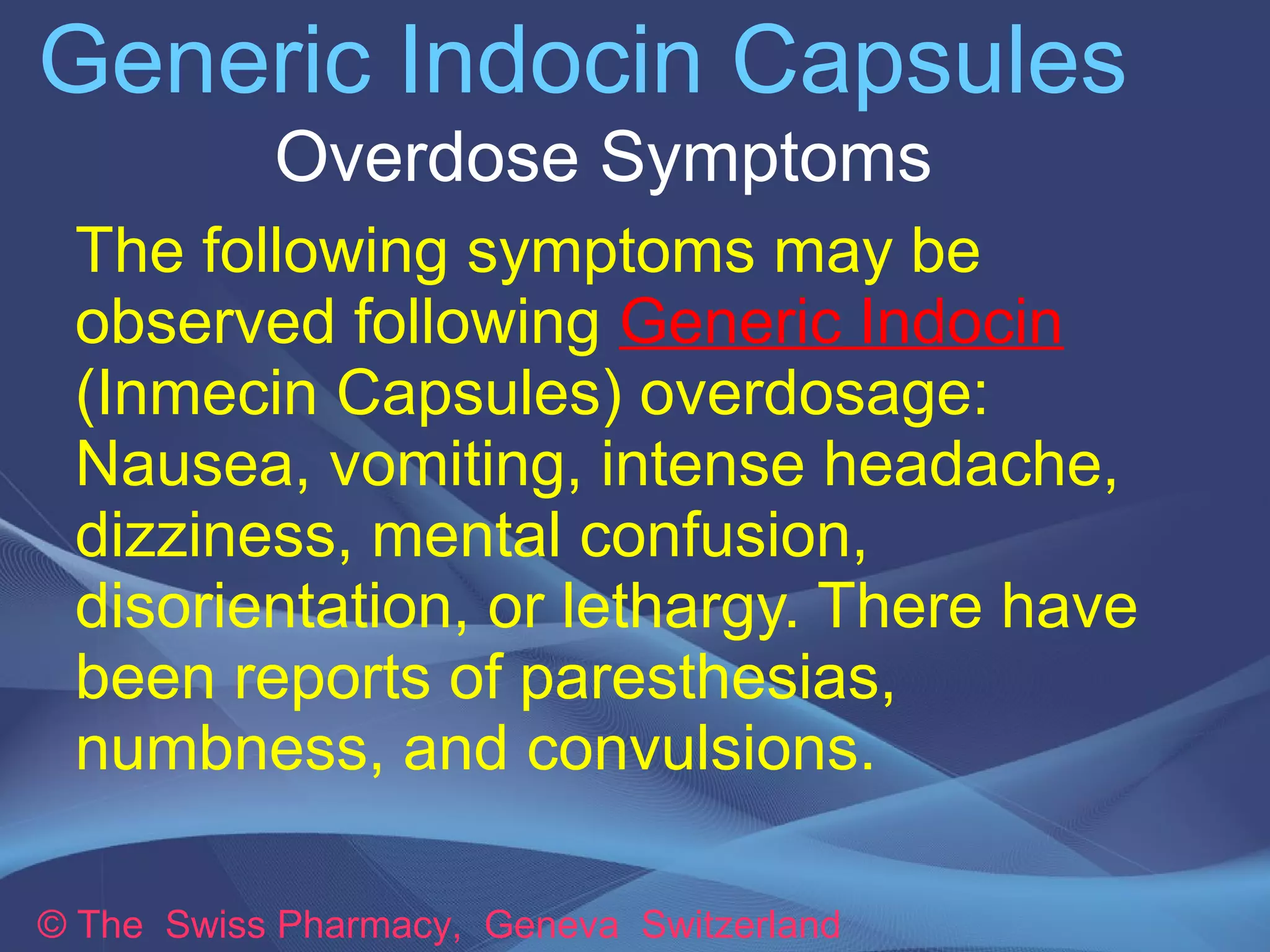 Generic Indocin Capsules for Treatment of Arthritis, Bursitis and ...