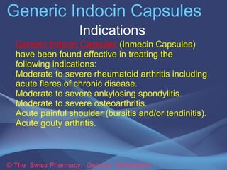 Generic Indocin Capsules for Treatment of Arthritis, Bursitis and ...