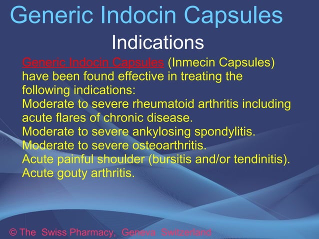 Generic Indocin Capsules for Treatment of Arthritis, Bursitis and ...