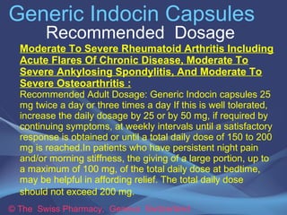 Generic Indocin Capsules for Treatment of Arthritis, Bursitis and ...