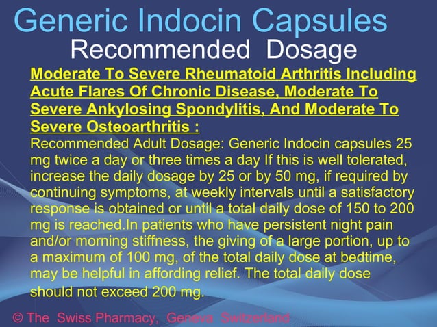 Generic Indocin Capsules for Treatment of Arthritis, Bursitis and ...