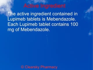 Generic Mebendazole Tablets (Lupimeb) | ODP