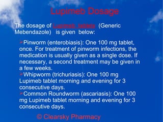 Generic Mebendazole Tablets (Lupimeb) | ODP
