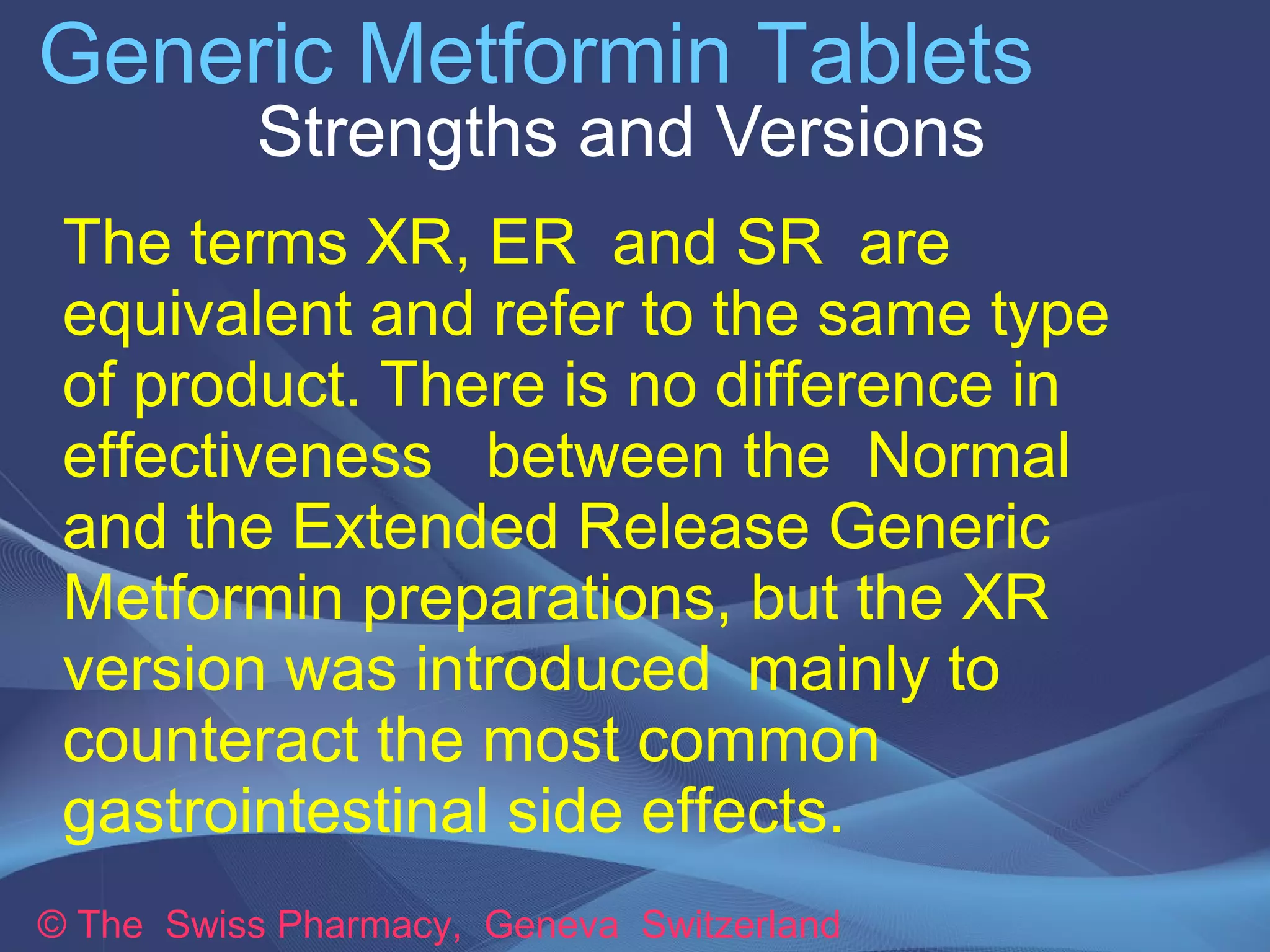 Generic Metformin Tablets for Treatment of Type 2 Diabetes (Non-Insulin ...