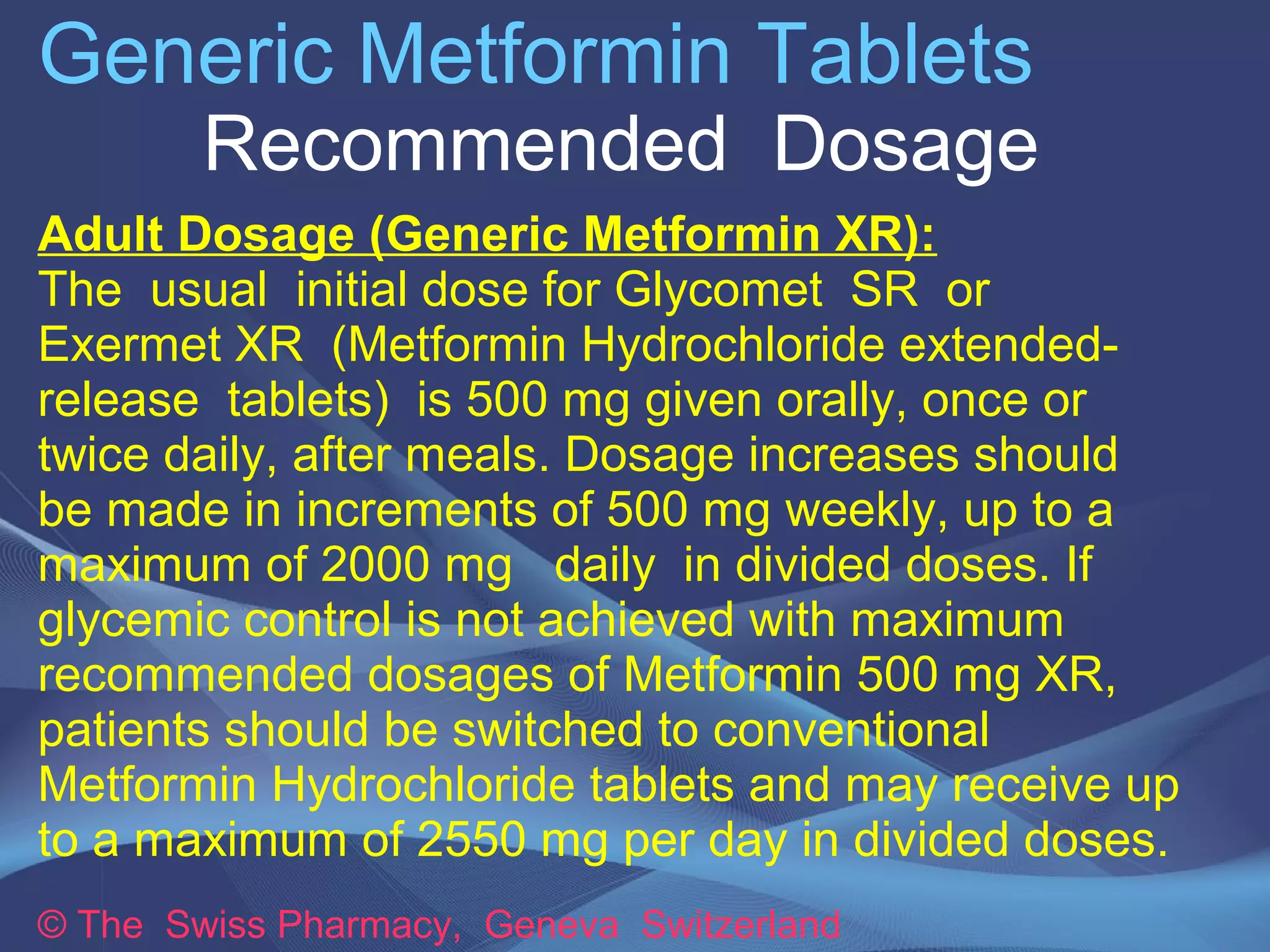 Generic Metformin Tablets for Treatment of Type 2 Diabetes (Non-Insulin ...