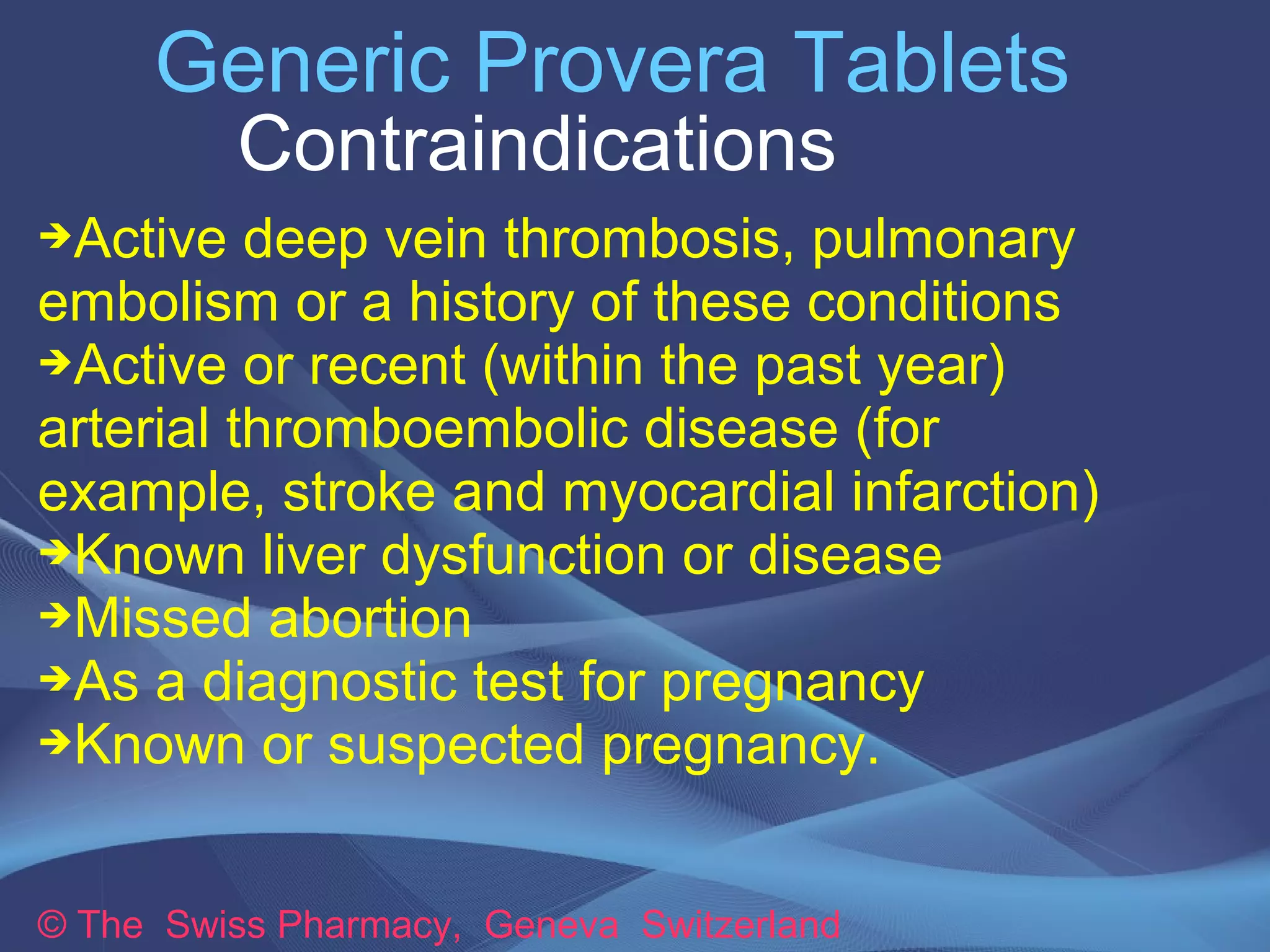 Generic Provera Tablets for treatment of Secondary Amenorrhea ...