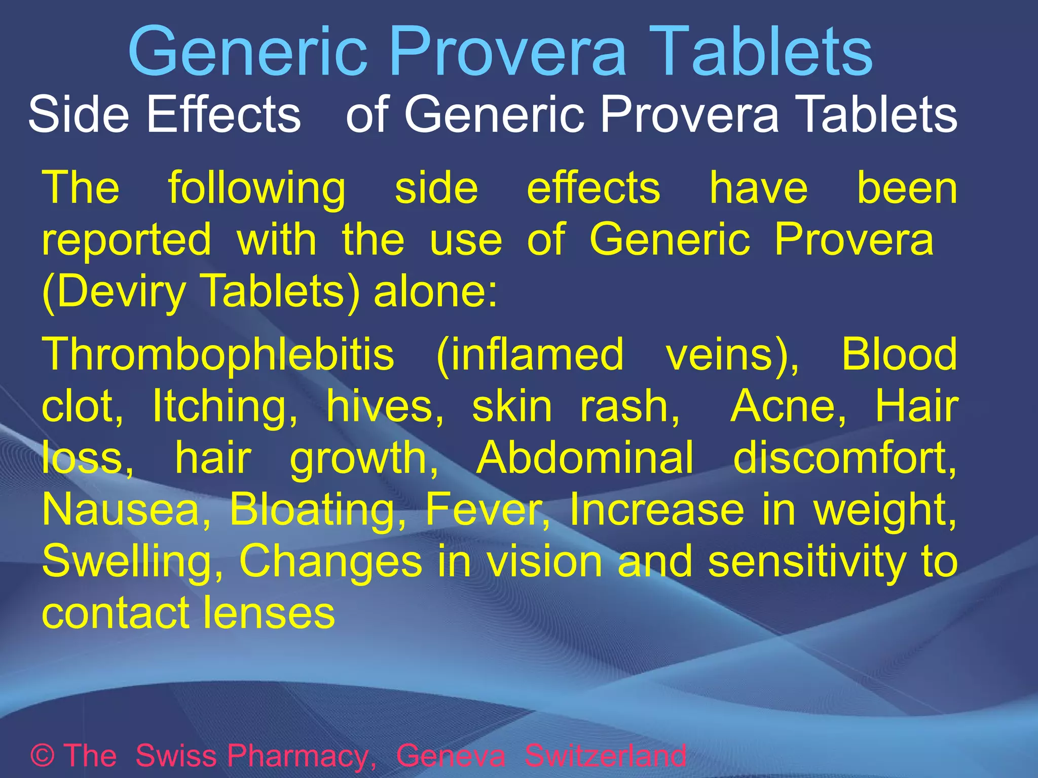 Generic Provera Tablets for treatment of Secondary Amenorrhea ...