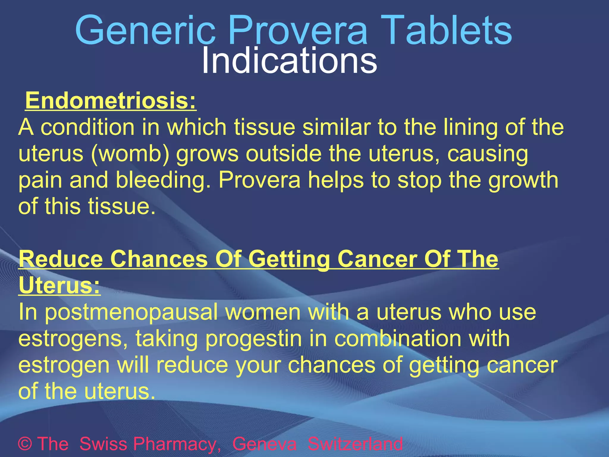 Generic Provera Tablets for treatment of Secondary Amenorrhea ...