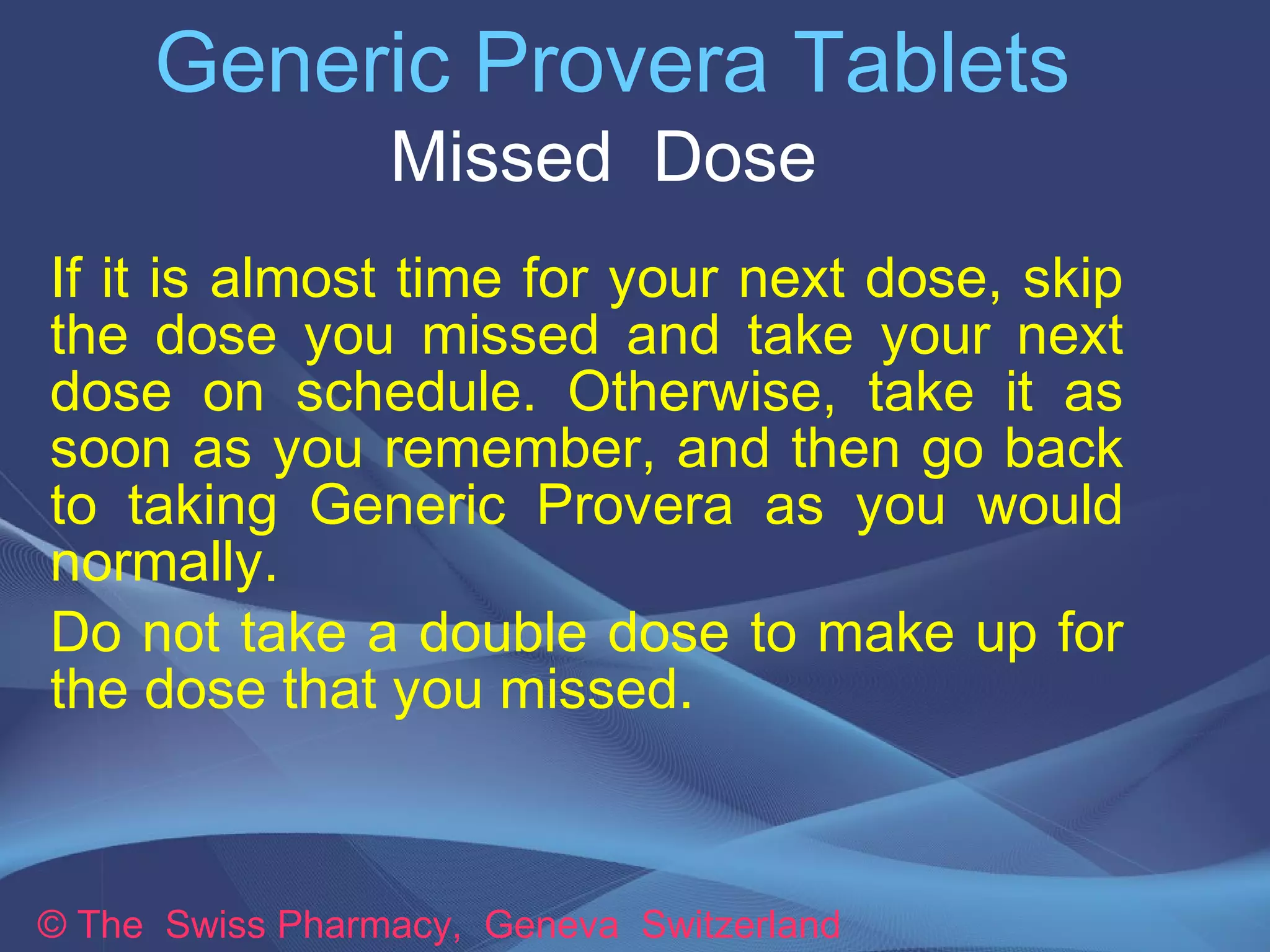 Generic Provera Tablets for treatment of Secondary Amenorrhea ...