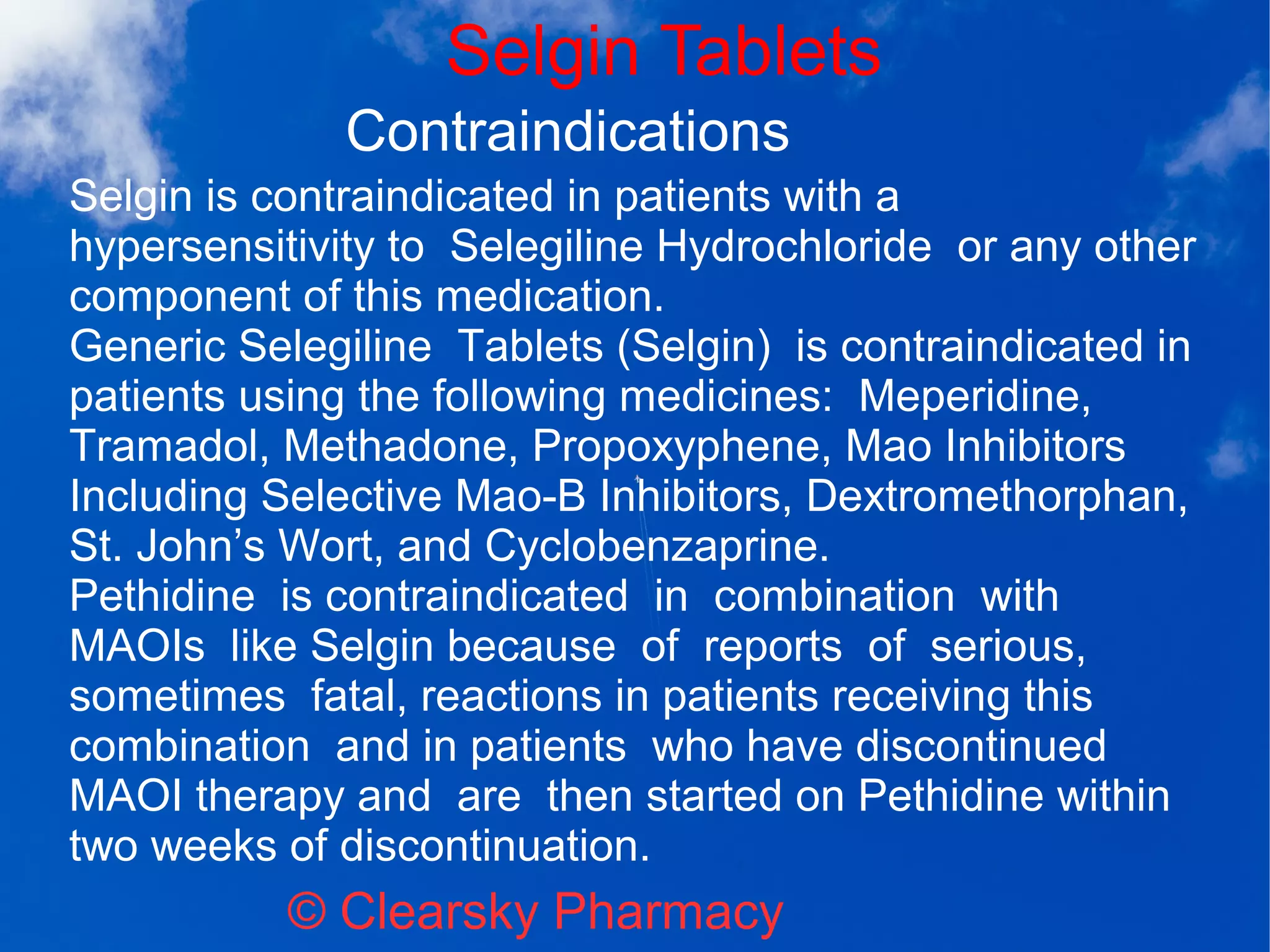 Generic Selegiline Tablets (Selgin) | PPT