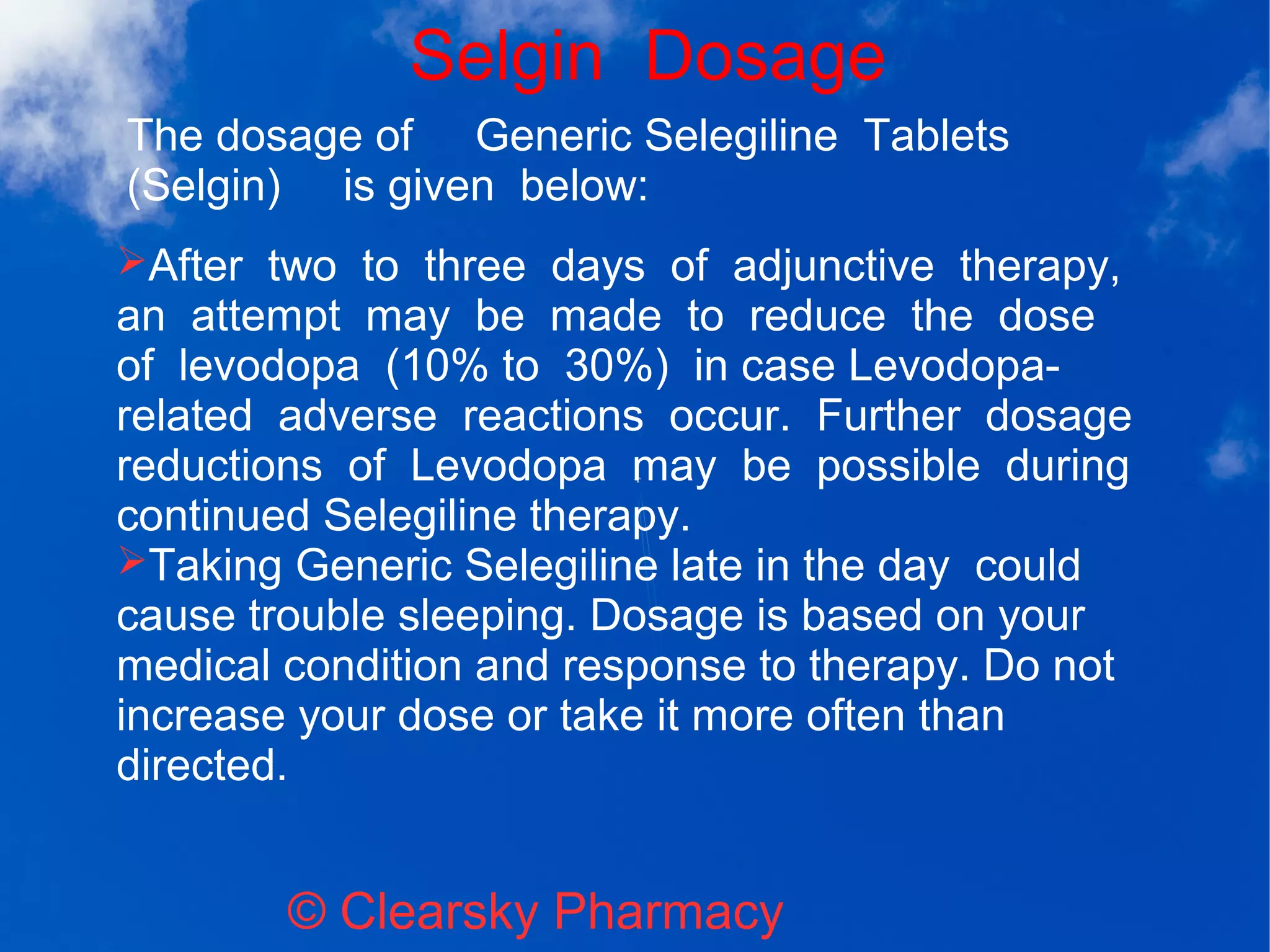 Generic Selegiline Tablets (Selgin) | PPT