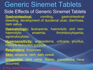 Generic Sinemet Tablets for Treatment of Parkinson's Disease and ...