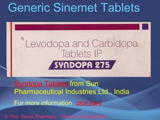Generic Sinemet Tablets for Treatment of Parkinson's Disease and ...