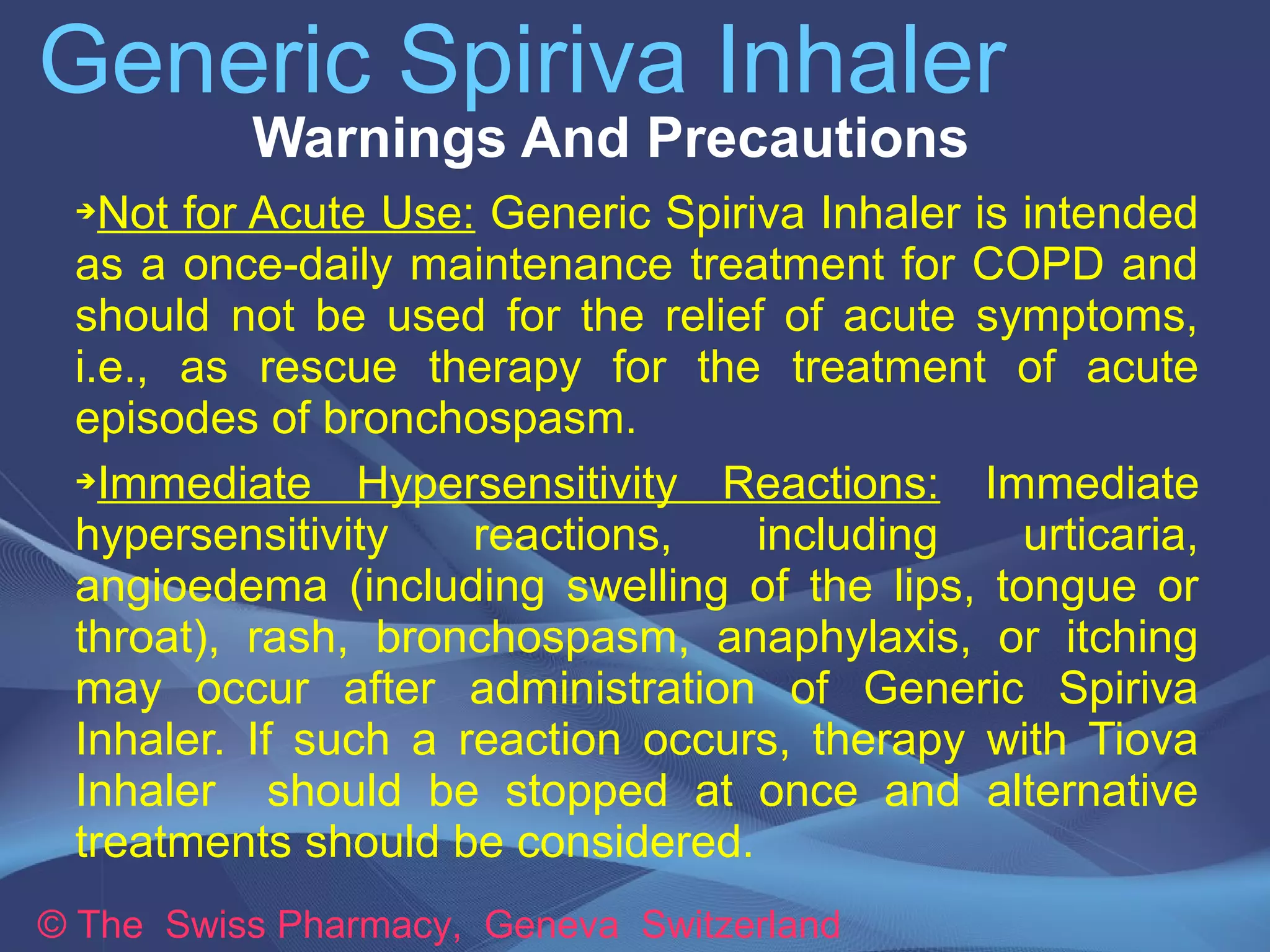 Generic Spiriva Inhaler for Treatment of COPD | ODP