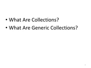 C# Generic collections | PPTX