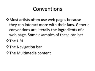 ---Generic conventions of a webpage---- | PPT