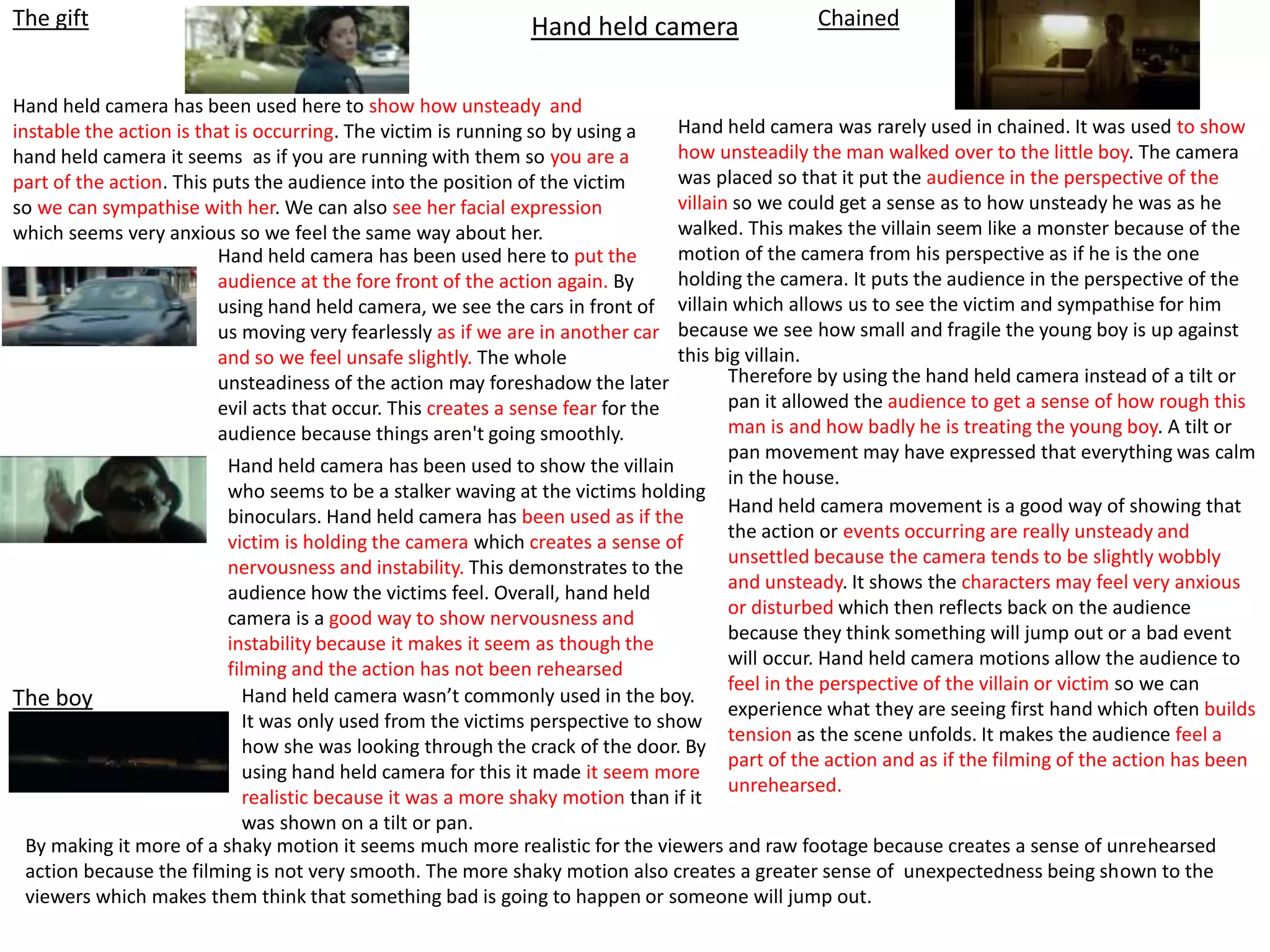 Generic conventions of camera work in psychological horror | PPT