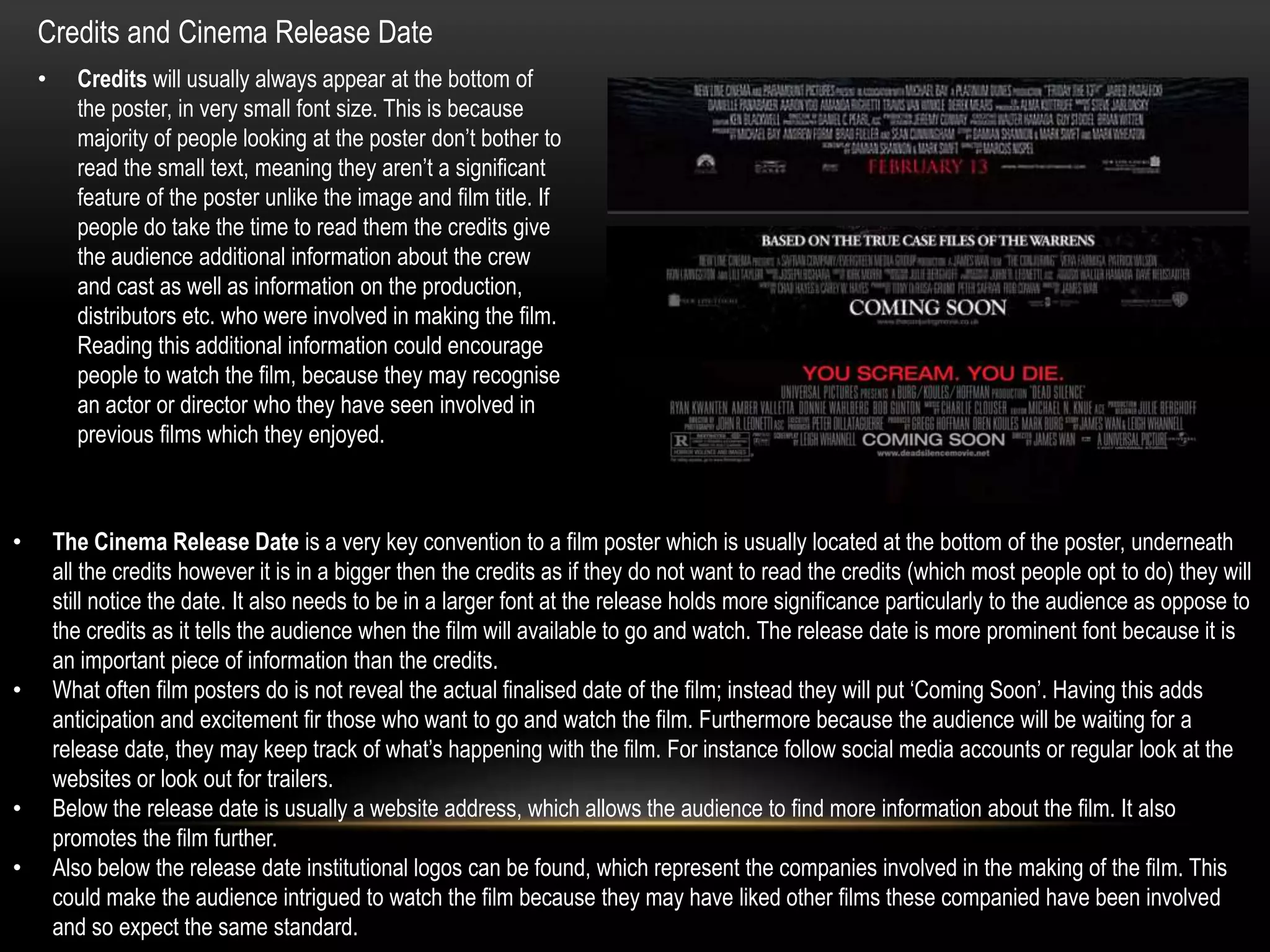 Generic Conventions of Horror Film Posters | PPT