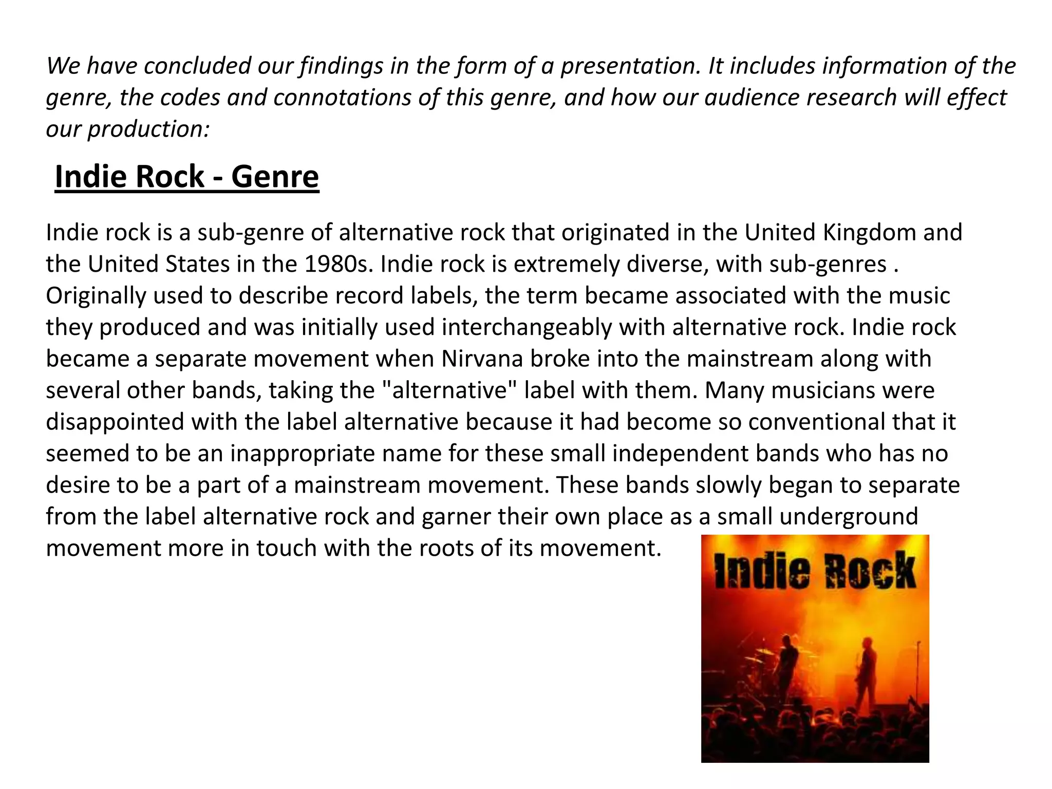 Indie rock genre | PPTX