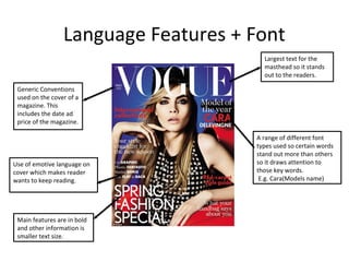 Generic conventions of magazine covers and contents pages | ODP