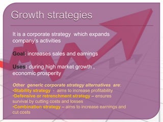Generic corporate (growth) strategic alternatives | PPTX