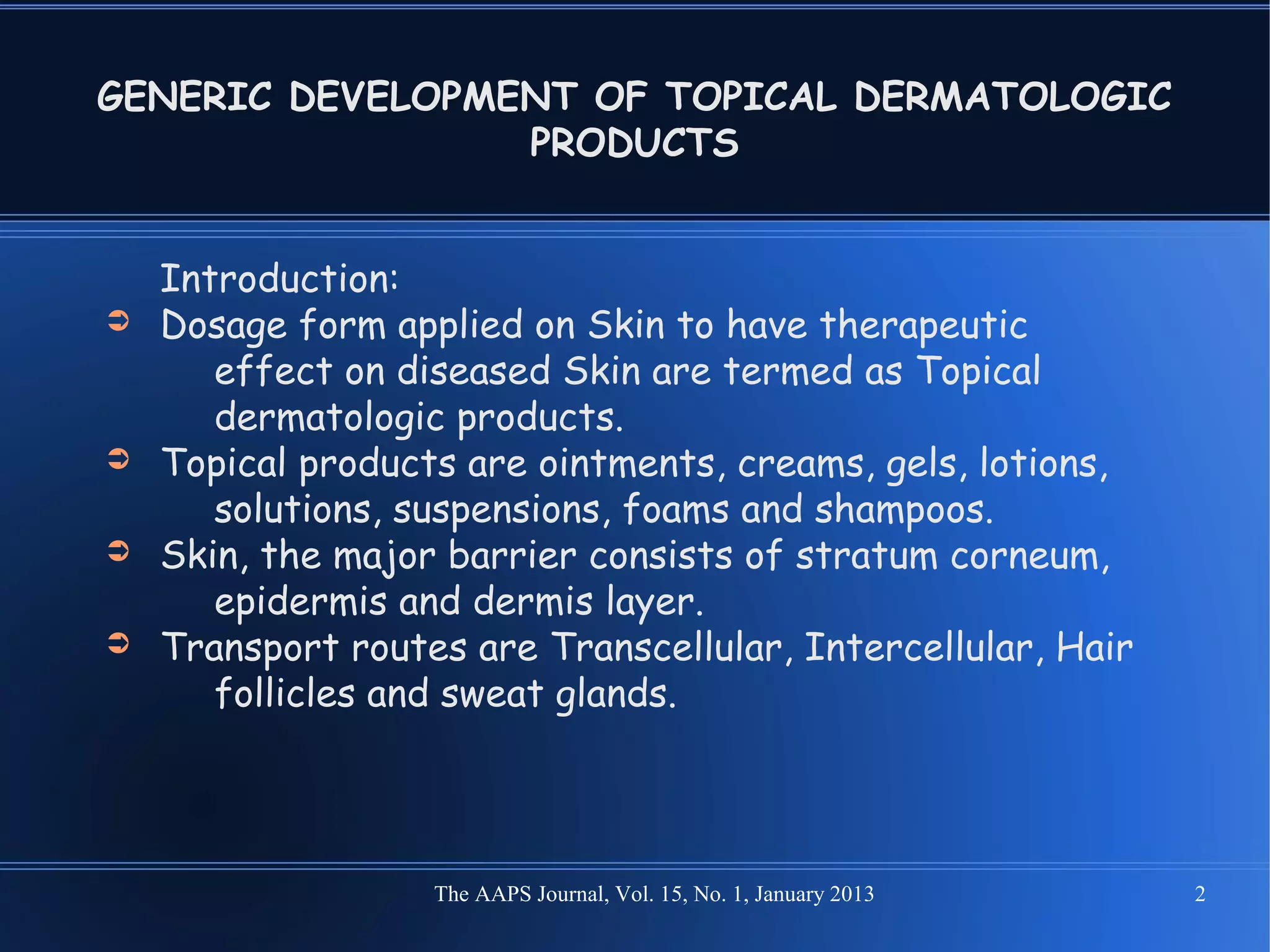 Generic development of topical products | PDF