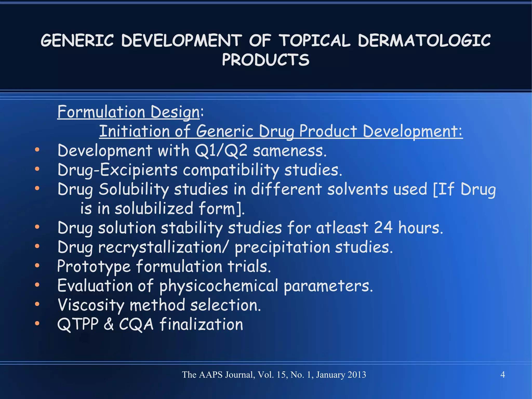 Generic development of topical products | PDF
