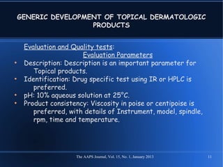 Generic development of topical products | PDF