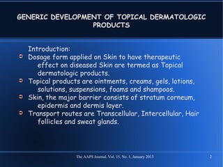 Generic development of topical products | PDF