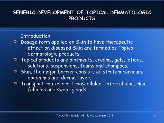 Generic development of topical products | PDF | Skin and Dermatology ...