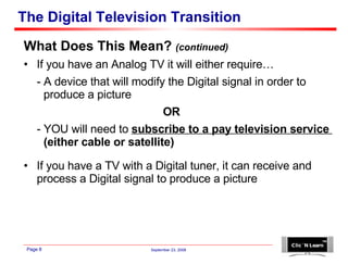Generic Digital Television Transition Act 6 12 09 V1a | PPT | Home ...