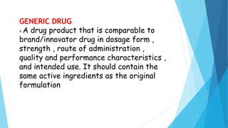 Generic drug development | PPTX | Pharmaceutical Industry | Industries
