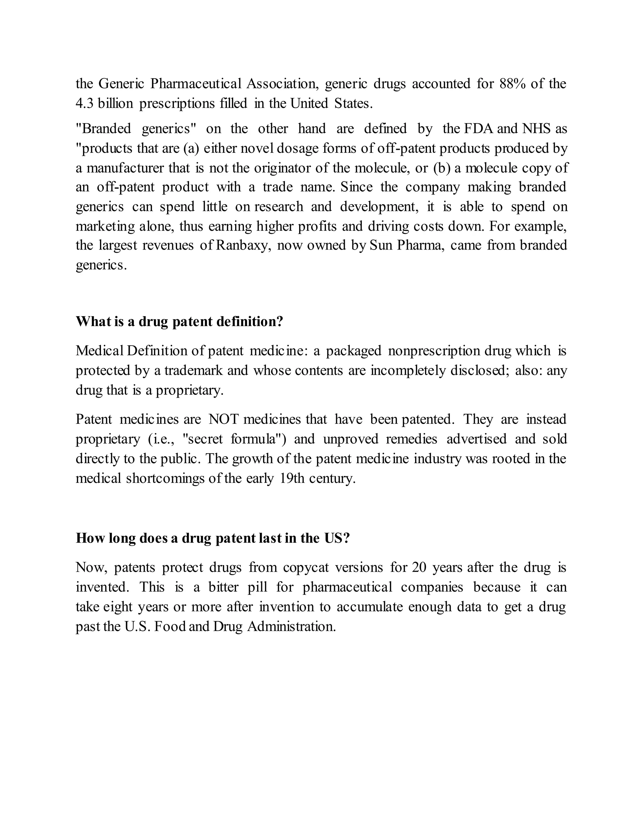 Generic drugs and their importance | DOCX