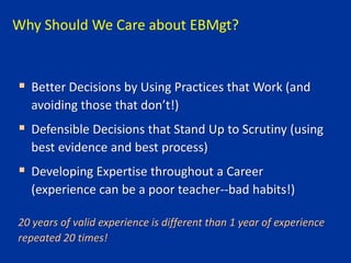 Denise Rousseau's Generic EBMgt Class 1 | PPTX | Business ...