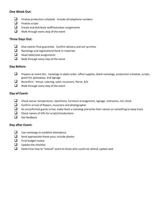Generic event planning checklist | PDF