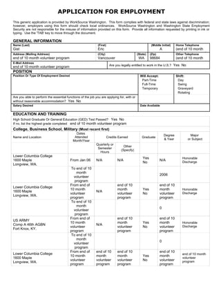 Generic Job Application | PDF