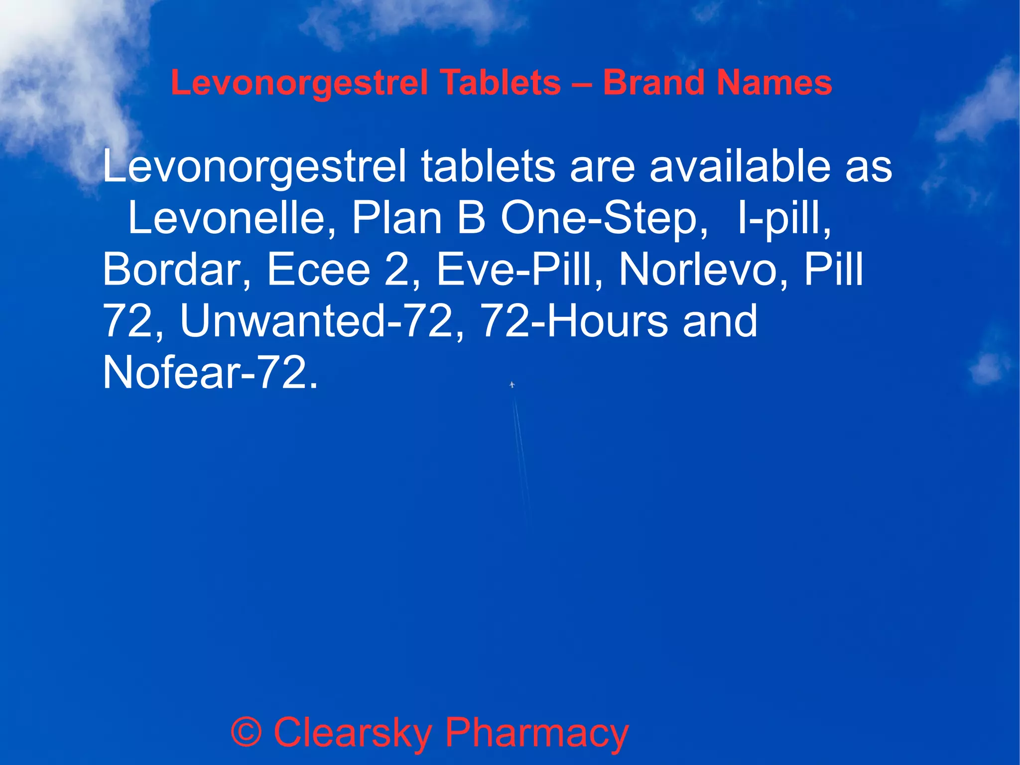 Generic Levonorgestrel Tablets (I-Pill) | ODP