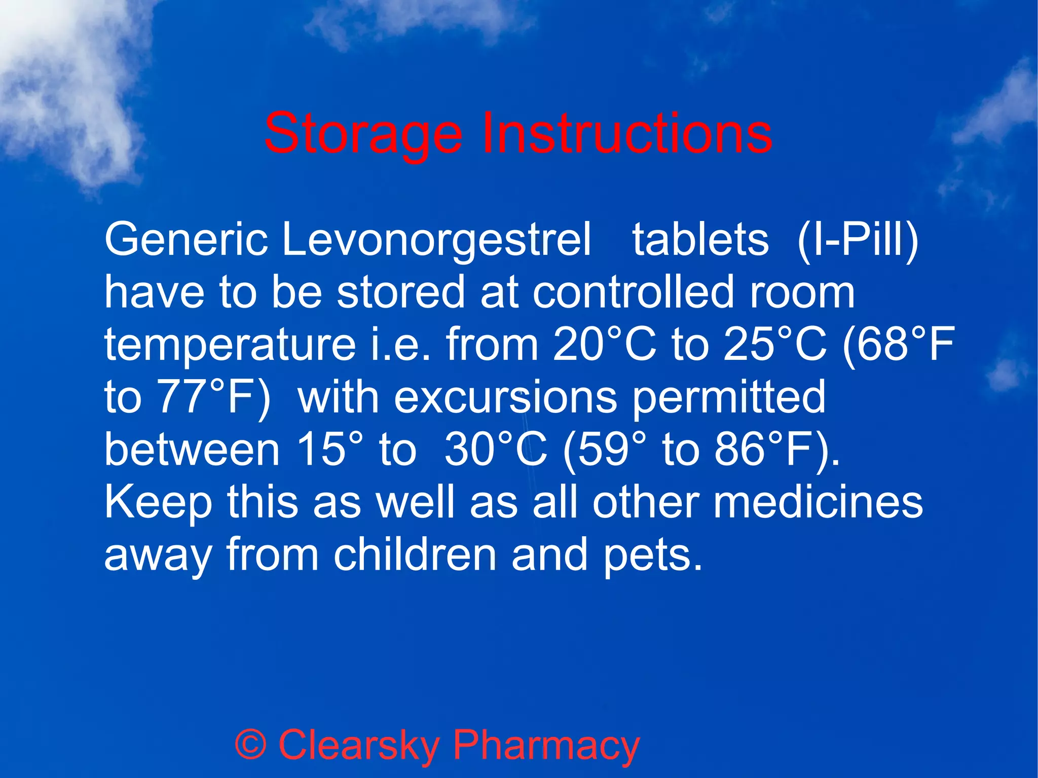 Generic Levonorgestrel Tablets (I-Pill) | ODP