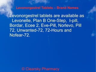 Generic Levonorgestrel Tablets (I-Pill) | ODP