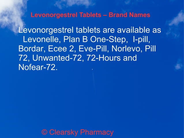 Generic Levonorgestrel Tablets (I-Pill) | ODP