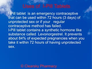 Generic Levonorgestrel Tablets (I-Pill) | ODP