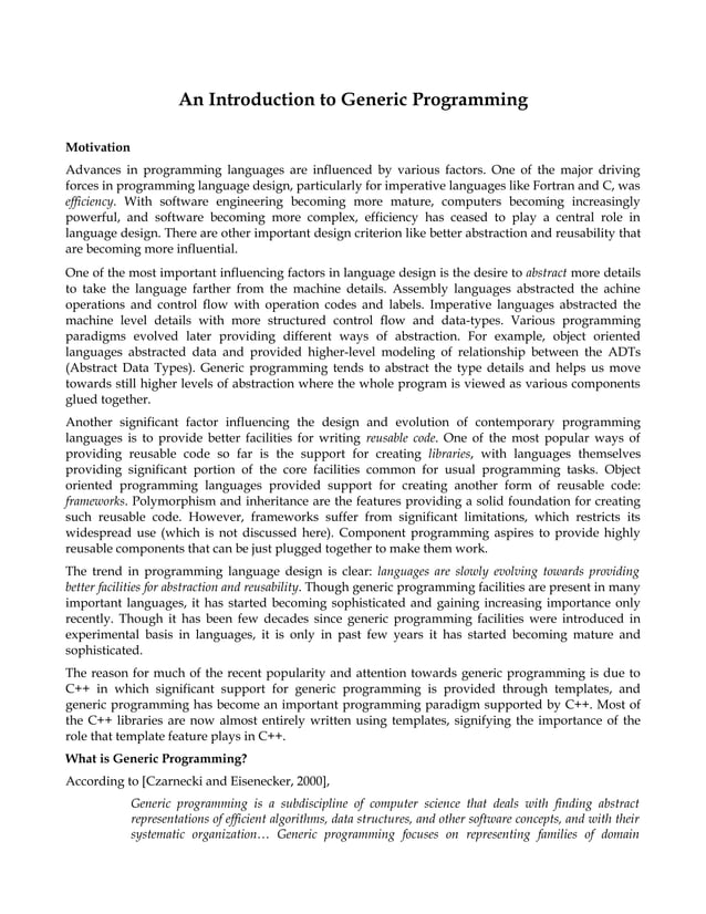 Generic Programming | PDF