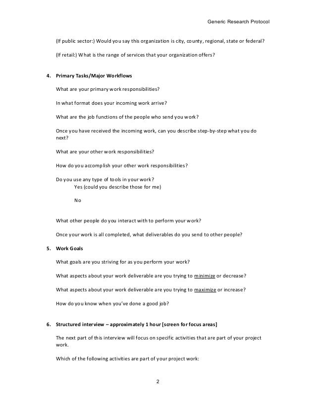 Generic research protocol