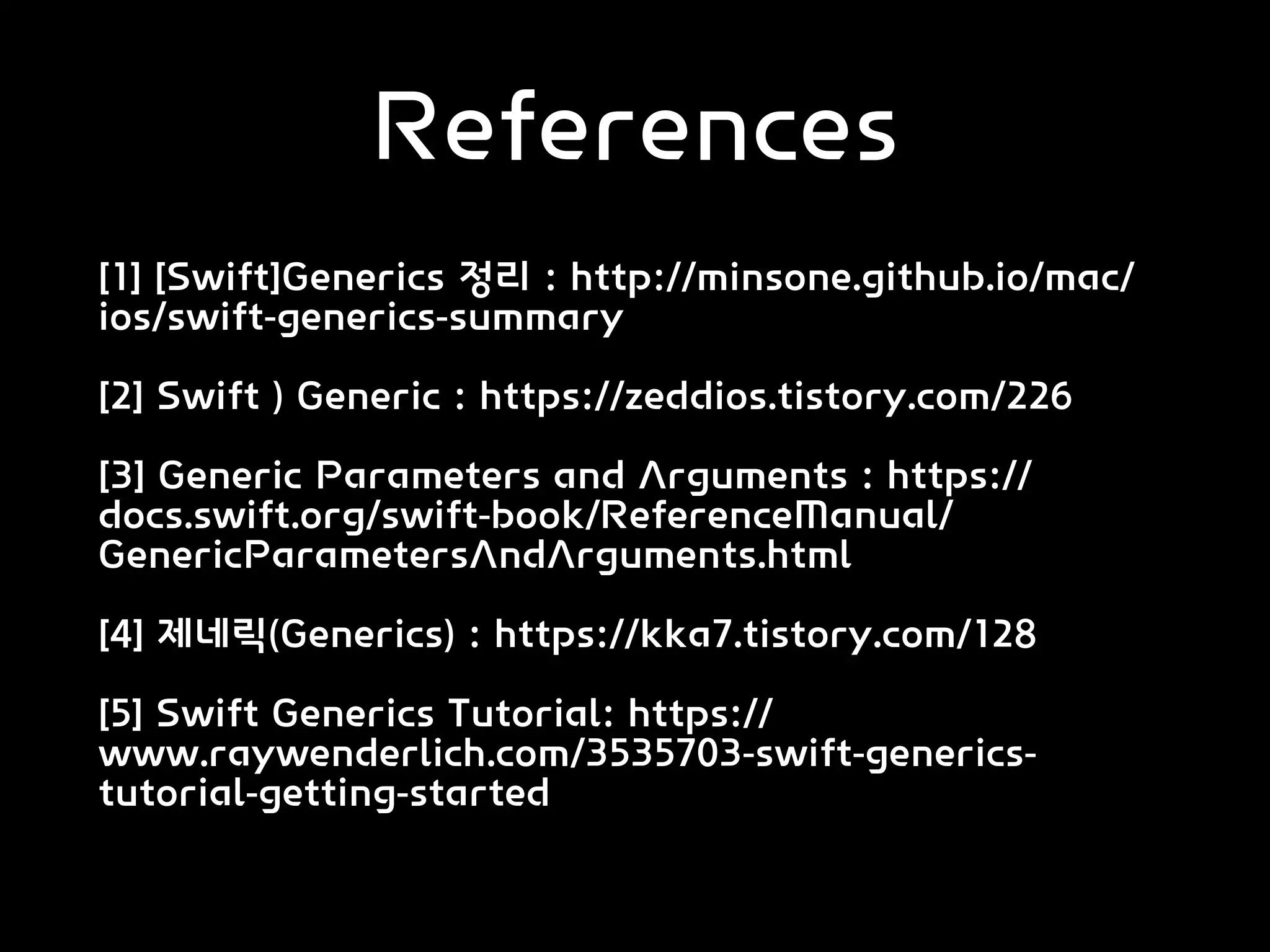 [Swift] Generics | PPT