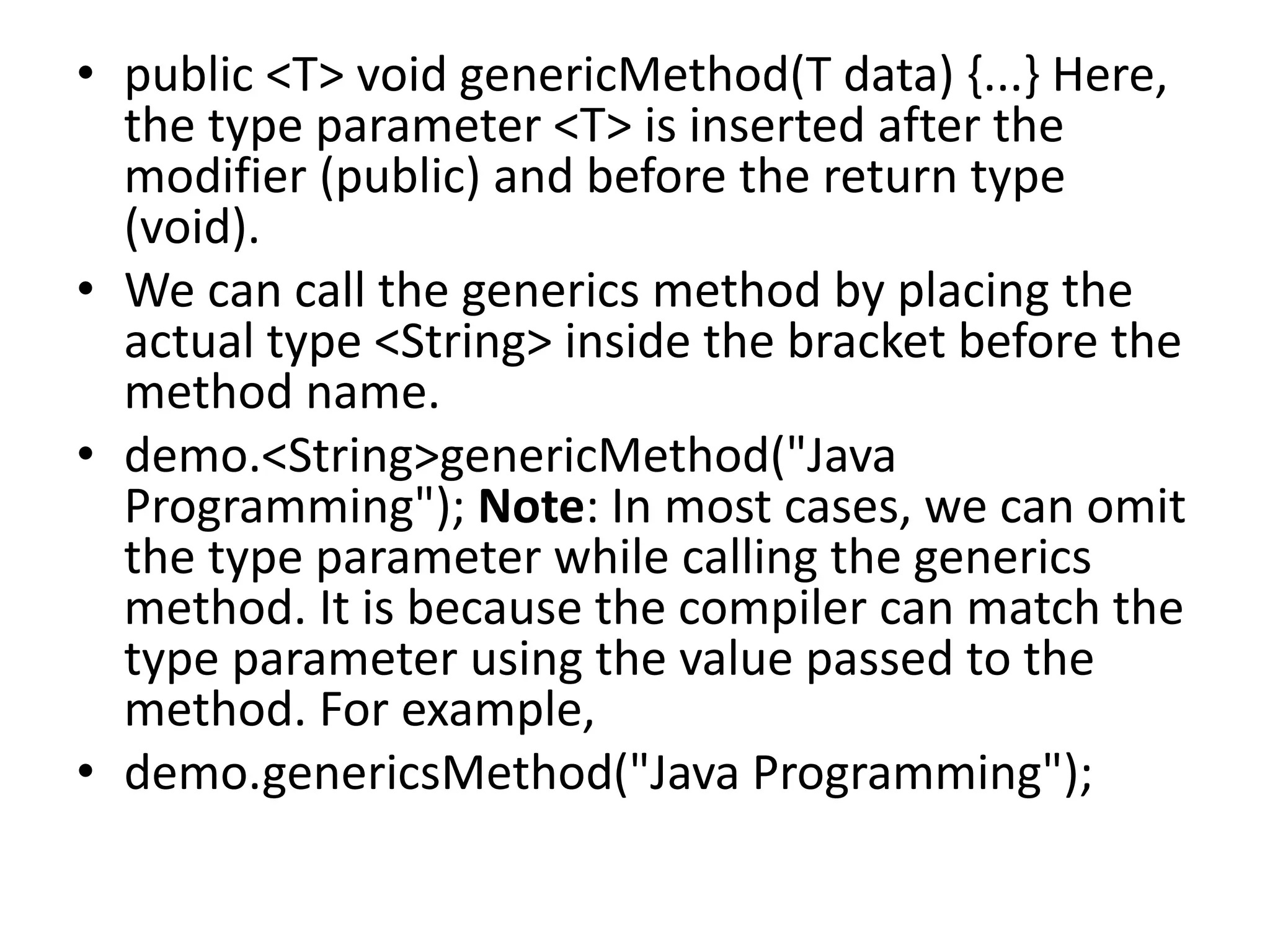 Generics | PPTX | Programming Languages | Computing